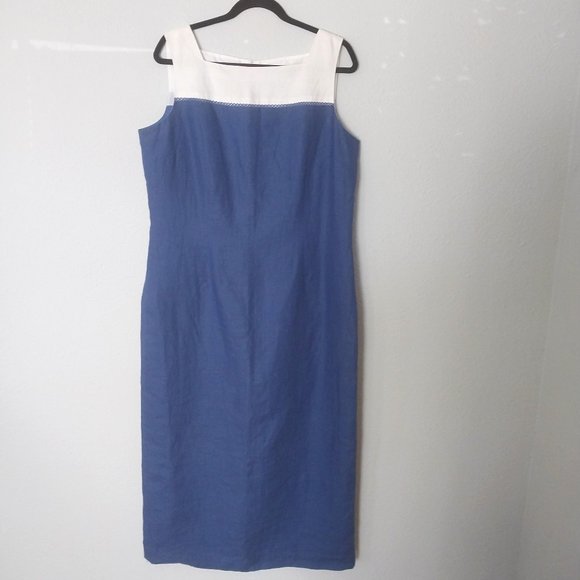 Talbots | Dresses | Talbots Blue And White Irish Linen Maxi Sheath ...